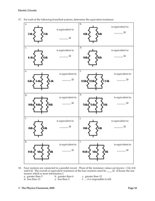 Circuit worksheets | PDF | Physics | Science