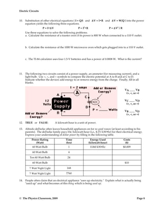 Circuit worksheets | PDF | Physics | Science