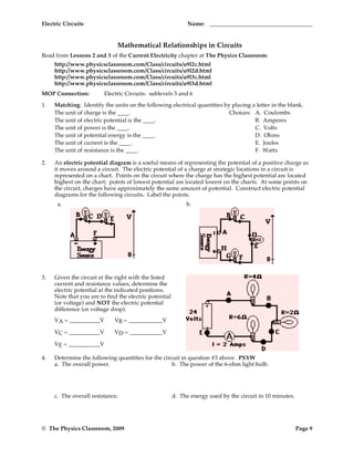 Circuit worksheets | PDF | Physics | Science