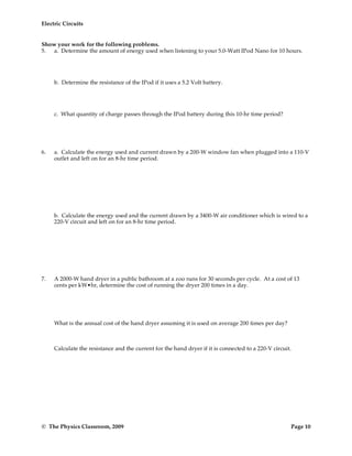 Circuit worksheets | PDF