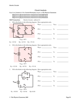 Circuits Worksheet With Answers