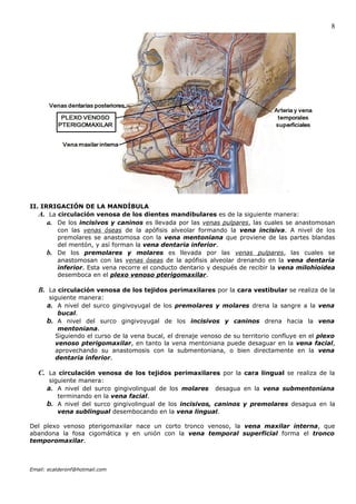 CIRCULACION ARTERIAL Y VENOSA DEL SISTEMA DENTARIO Y ESTRUCTURAS ...