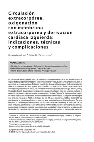 Circulacion extracorporea, oxigenacion con membrana extracorporea y ...