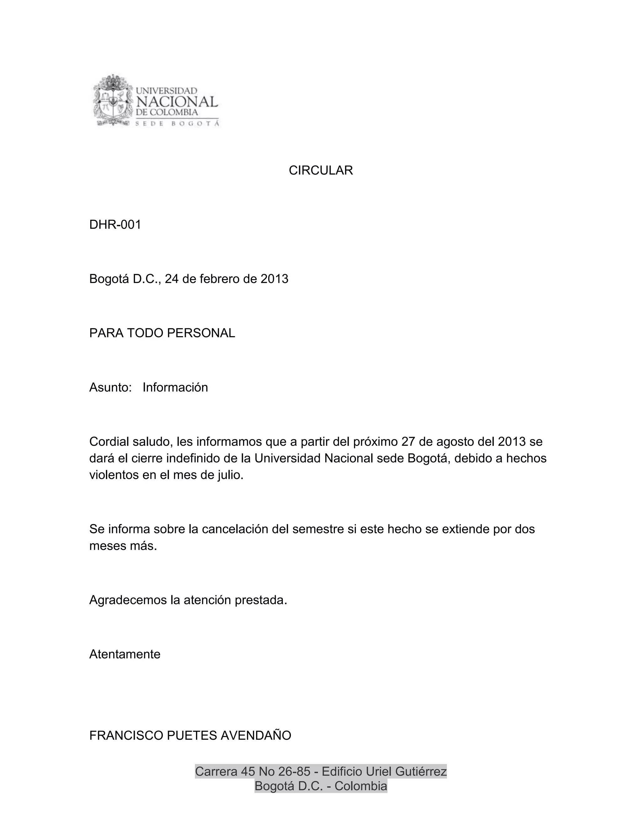 Circular EXTERNA UNIVERCIDAD | PDF