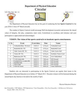 Sports Carnival 2011 | PDF