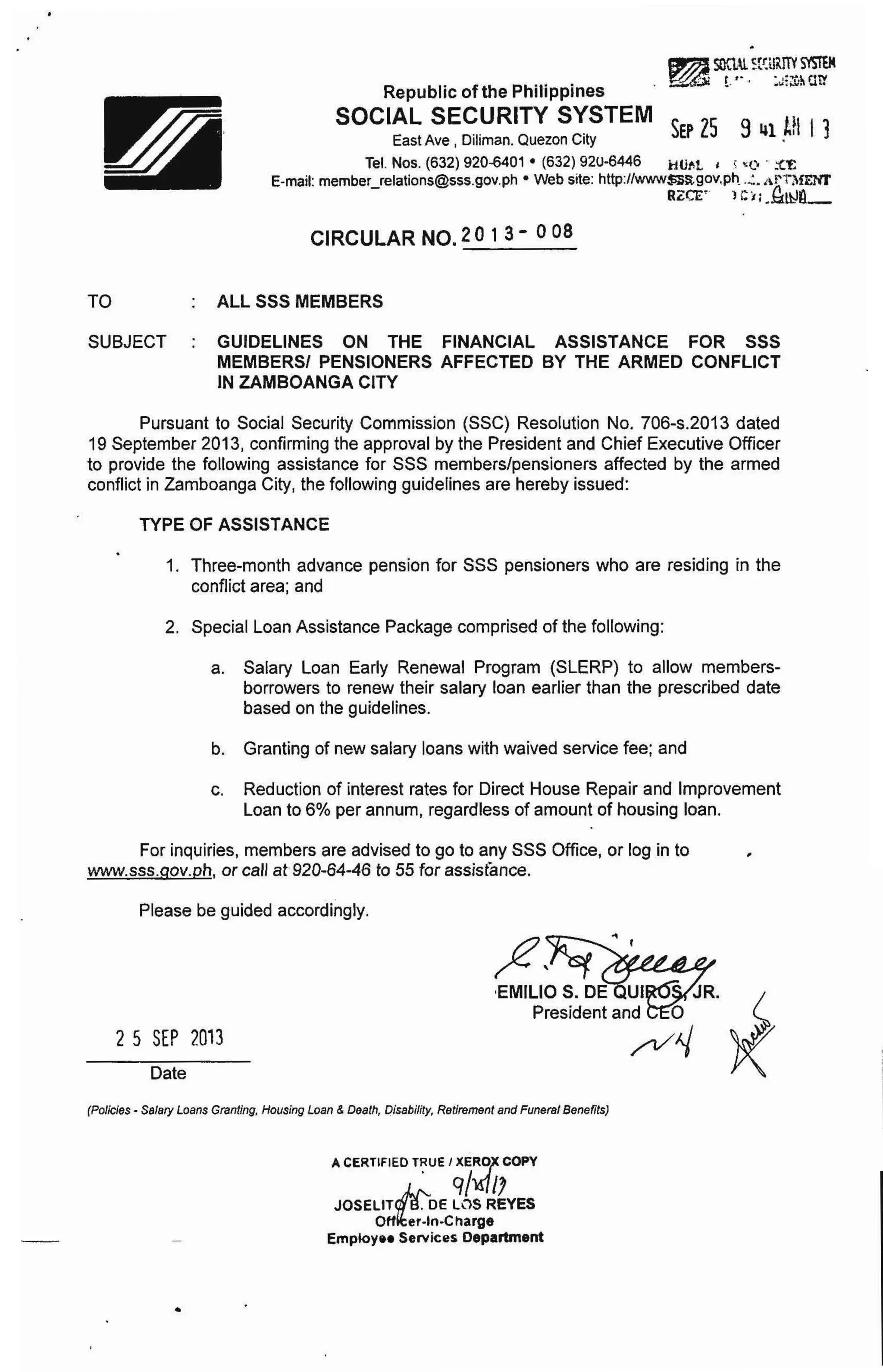 SSS Circular 2013 008 | PDF