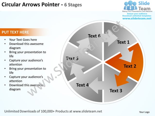 Circular arrows pointer 6 stages powerpoint templates 0712 | PDF ...