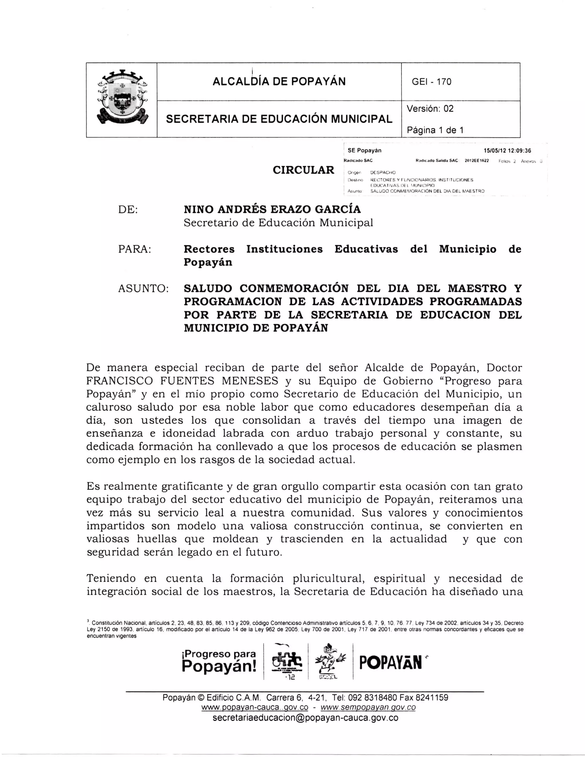 Circular Día del Maestro | PDF