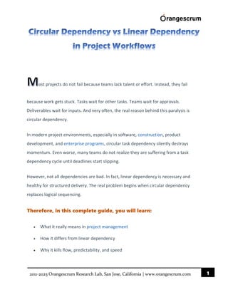 Circular Dependency vs Linear Dependency in Project Workflows | PDF