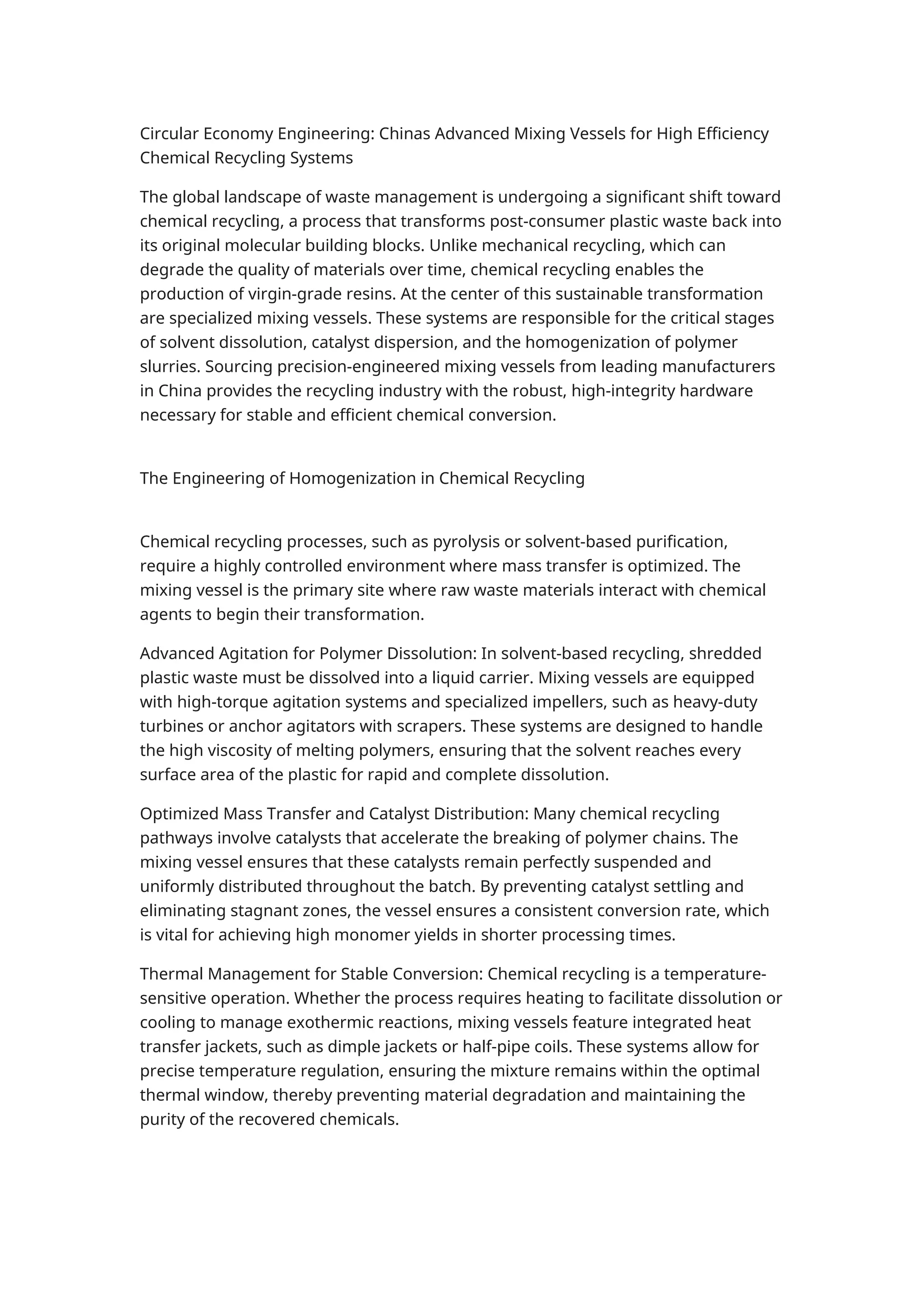 Circular Economy Engineering Chinas Advanced Mixing Vessels for High ...