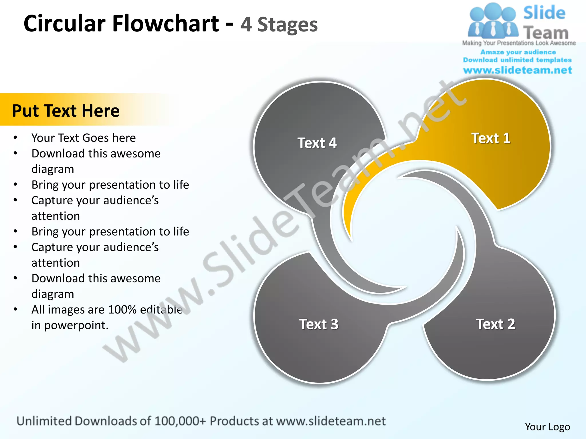 Circular flowchart 4 stages powerpoint templates 0712 | PDF