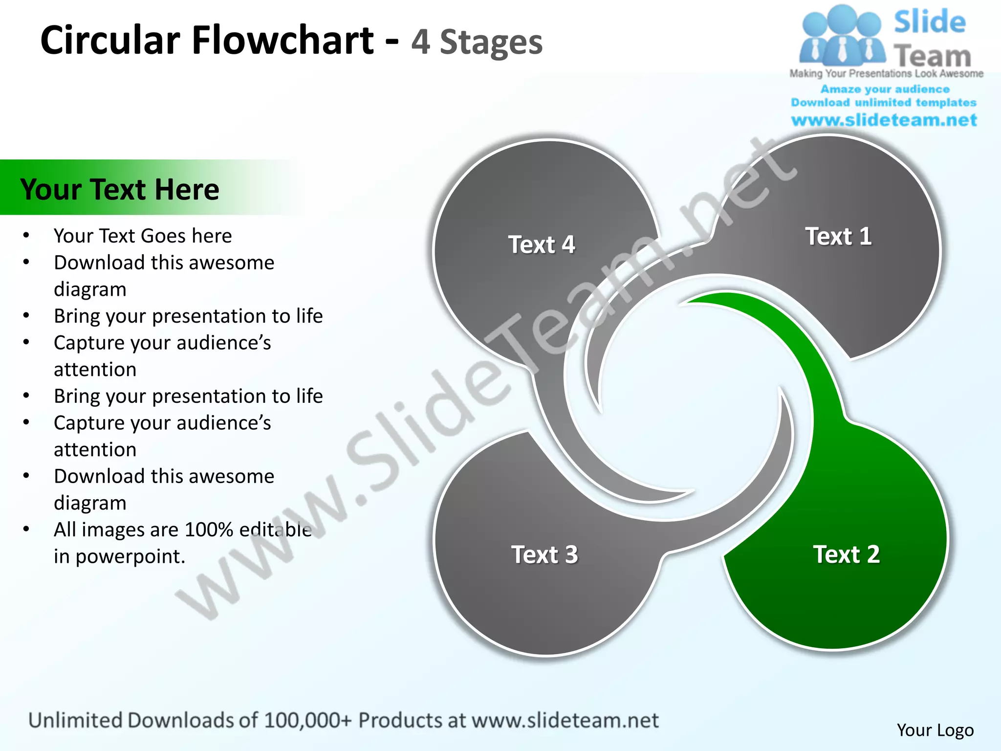 Circular flowchart 4 stages powerpoint templates 0712 | PDF