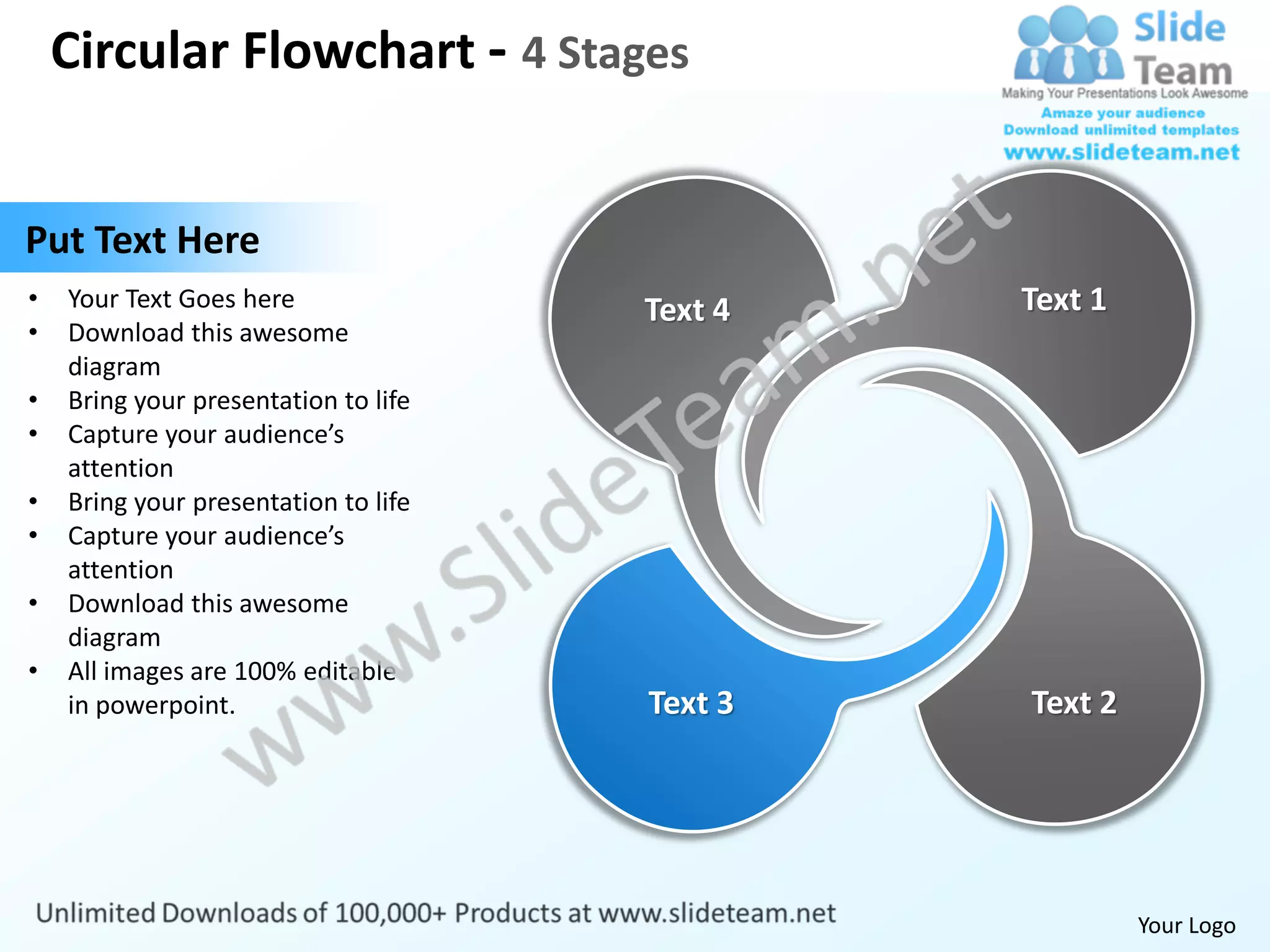Circular flowchart 4 stages powerpoint templates 0712 | PDF
