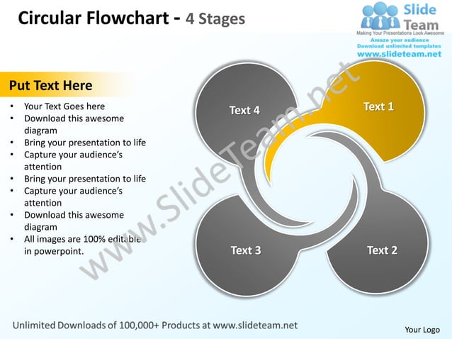 Circular flowchart 4 stages powerpoint templates 0712 | PDF ...