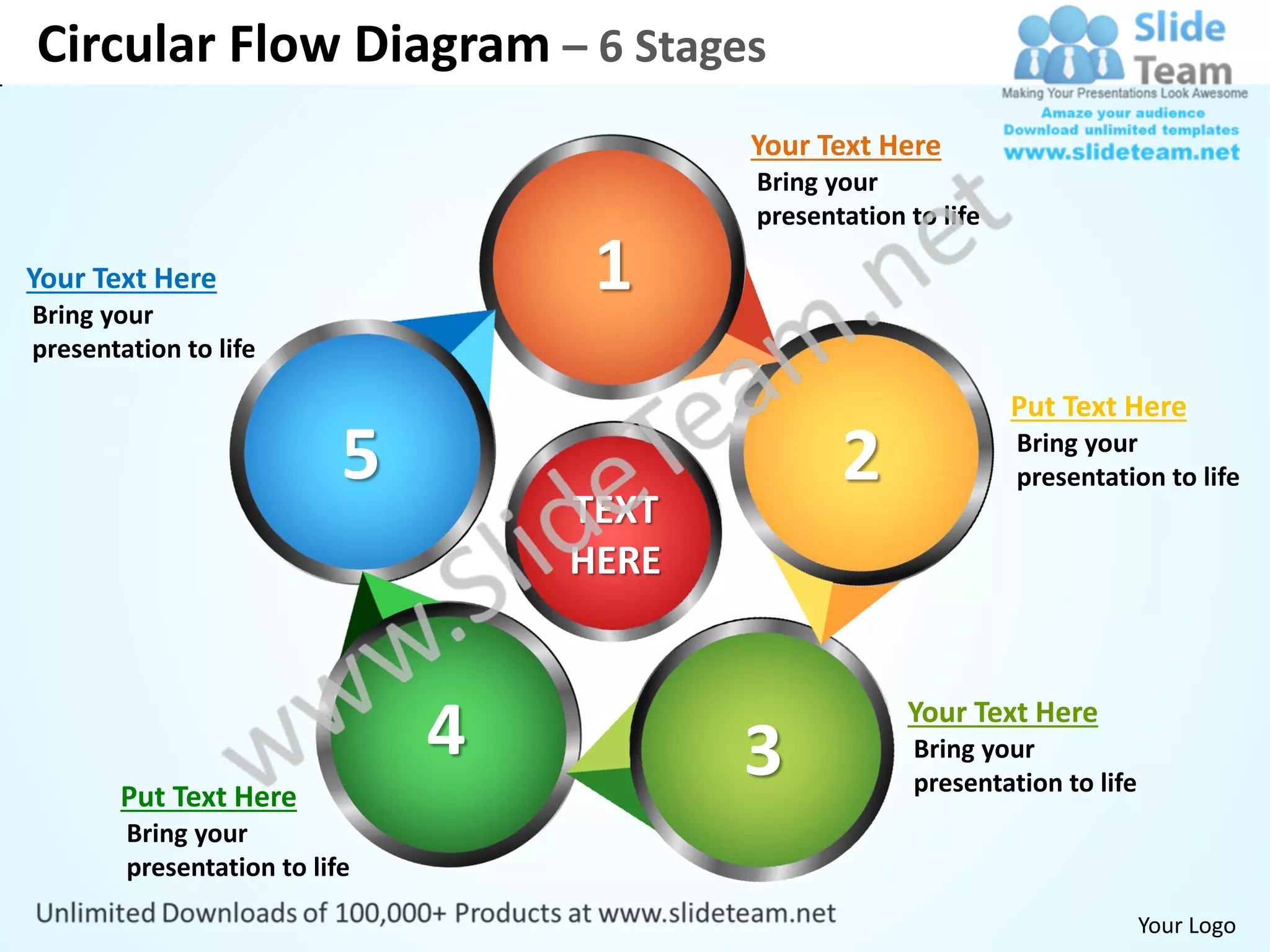 Circular flow diagram 6 stages powerpoint templates 0712 | PDF