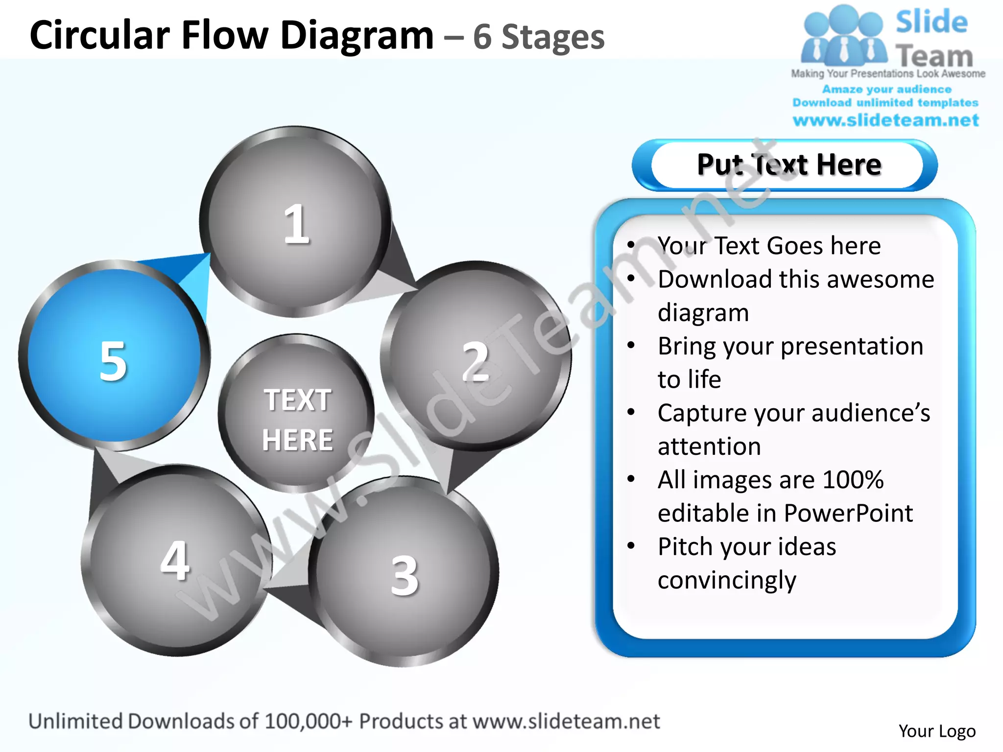 Circular flow diagram 6 stages powerpoint templates 0712 | PDF