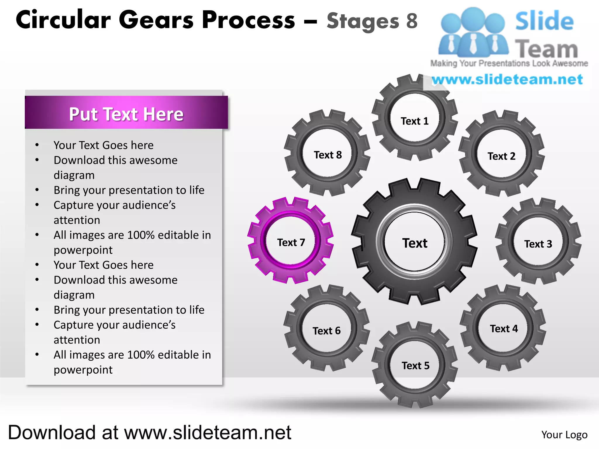 Circular interconnected gear pieces smart arts process stages 8 ...