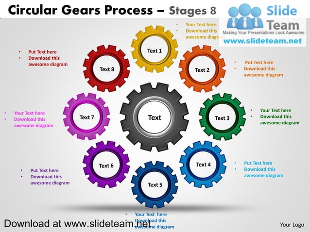 Circular interconnected gear pieces smart arts process stages 8 ...