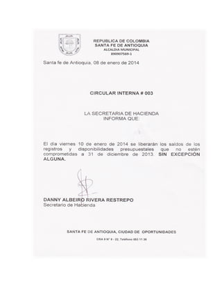 CIRCULAR INTERNA 003 | PDF