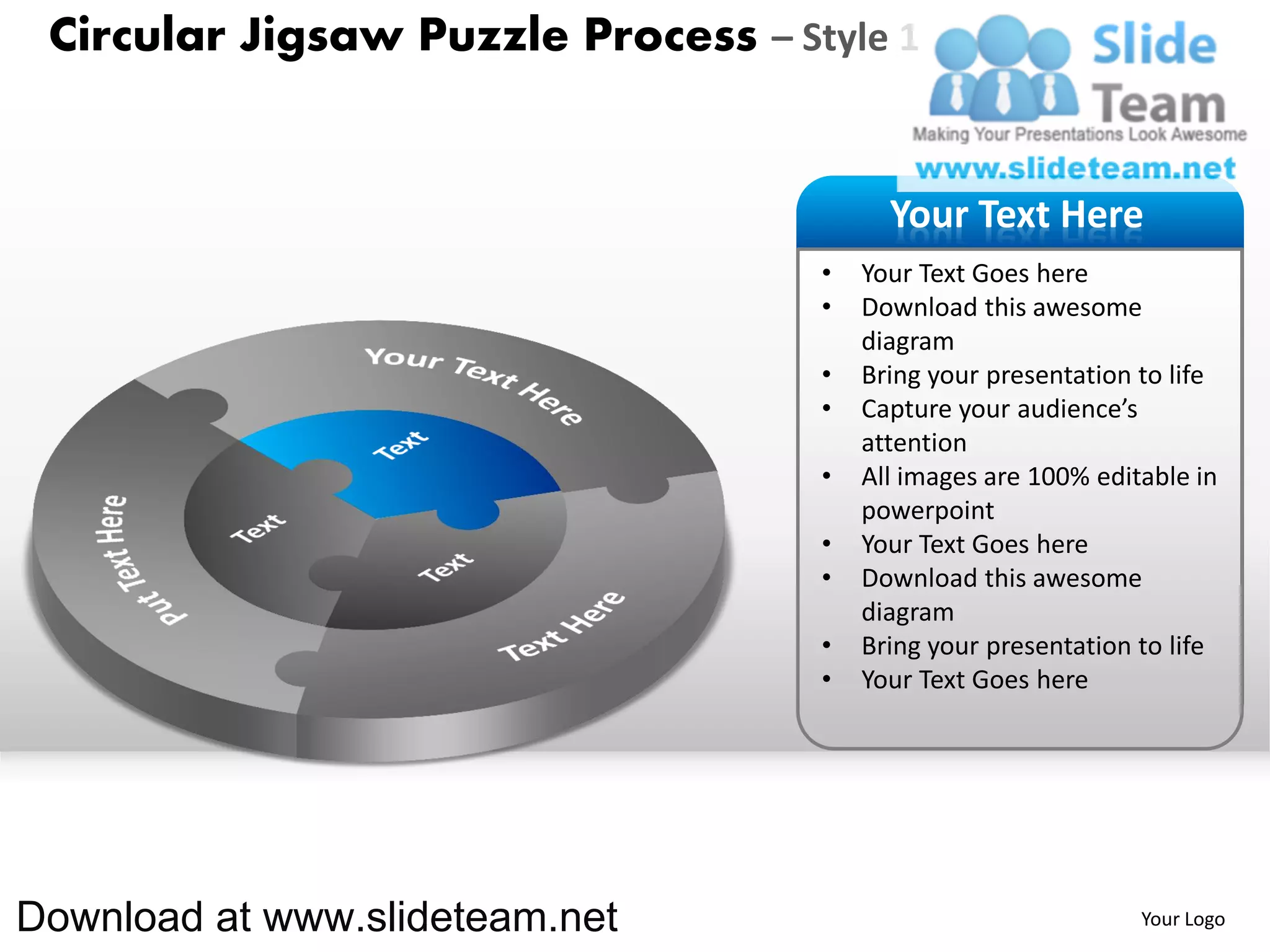 Circular jigsaw puzzle process style 1 powerpoint presentation slides ...