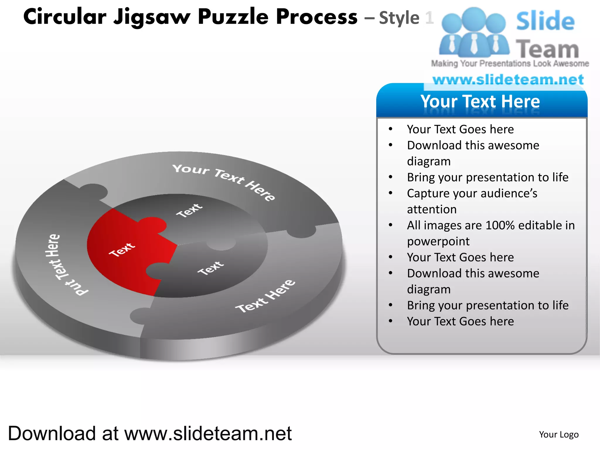 Circular jigsaw puzzle process style 1 powerpoint presentation slides ...
