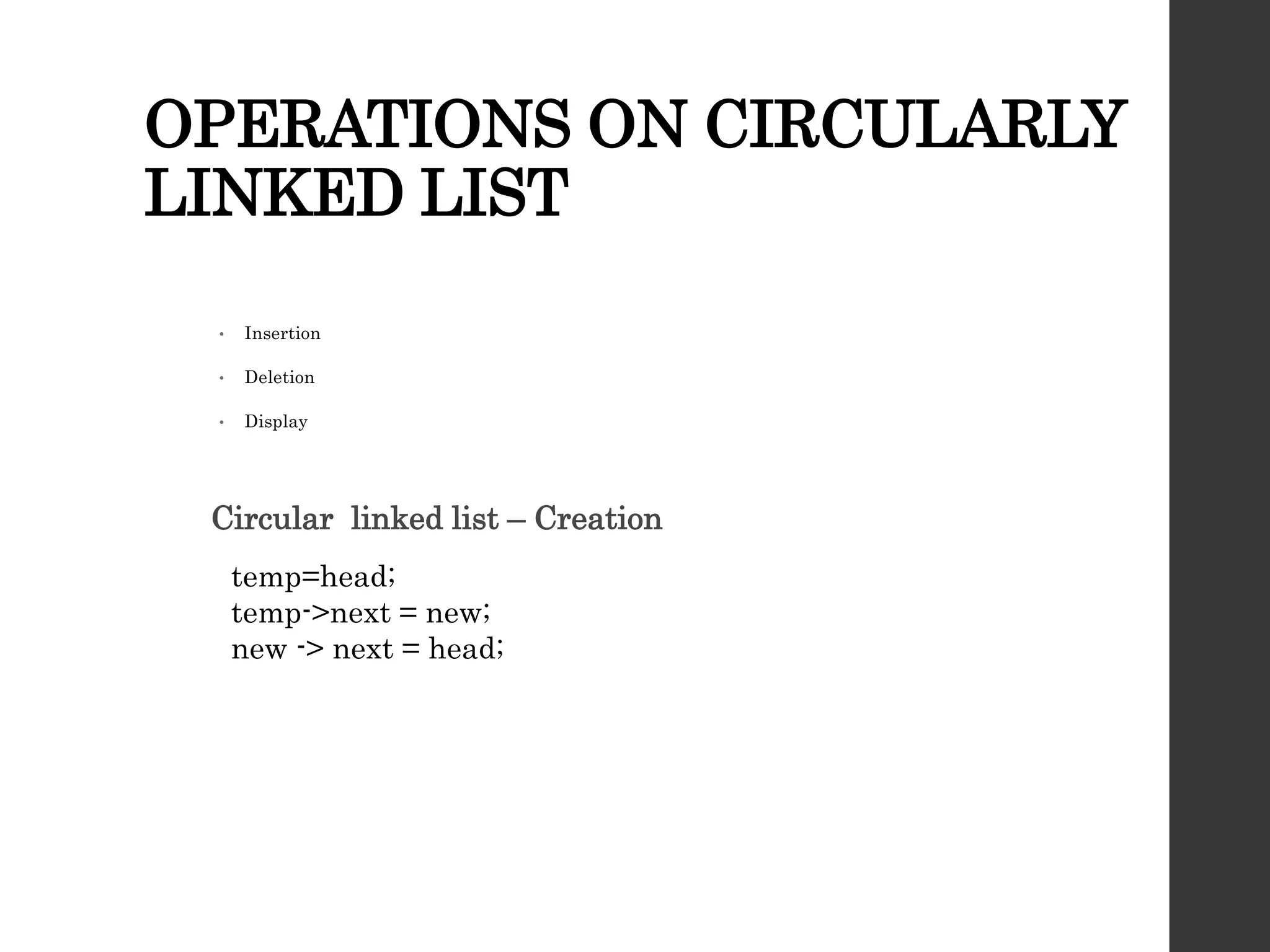 Circular linked list | PPTX | Programming Languages | Computing