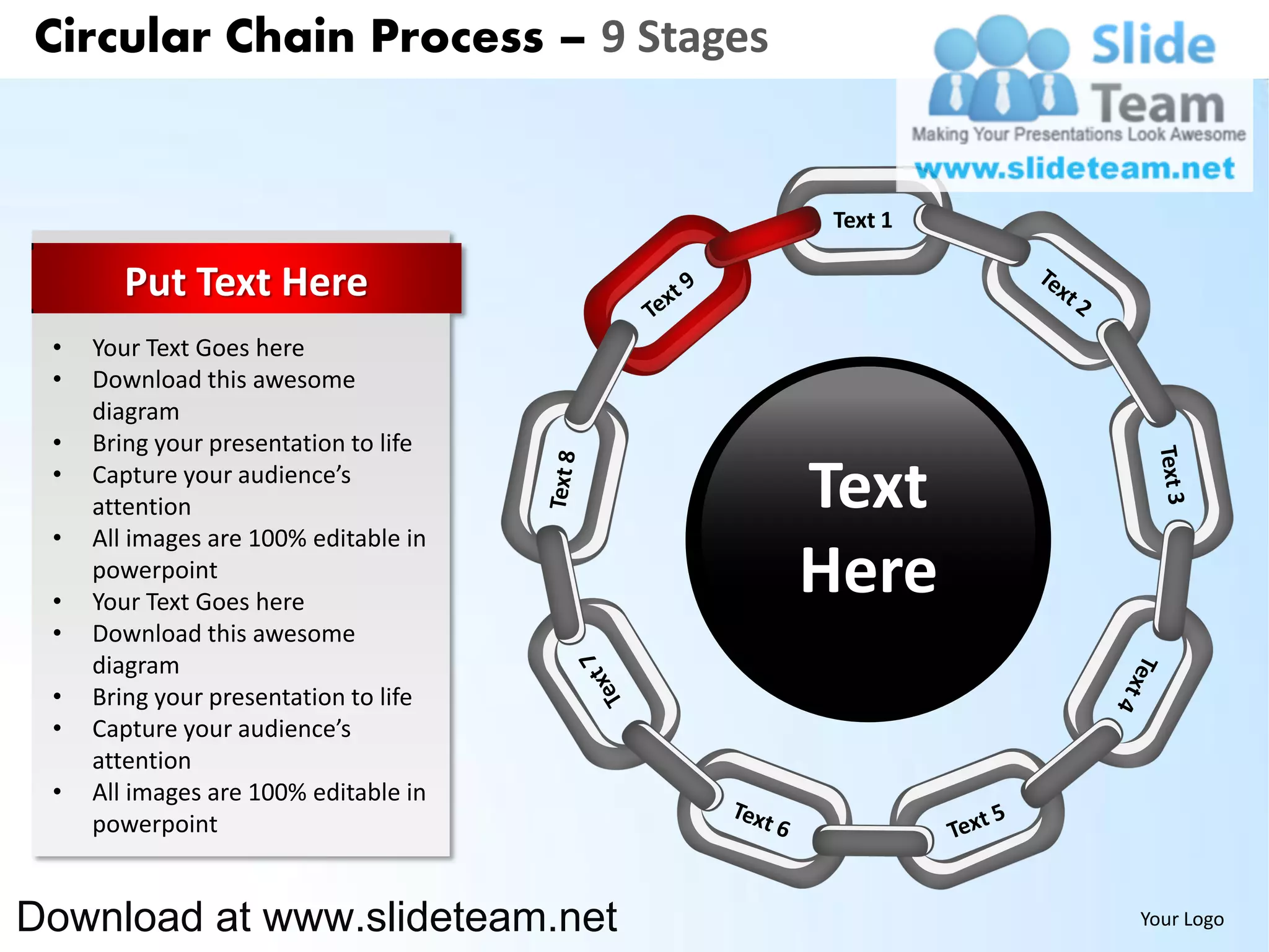Circular links of chains pieces weakest link process 9 stages ...