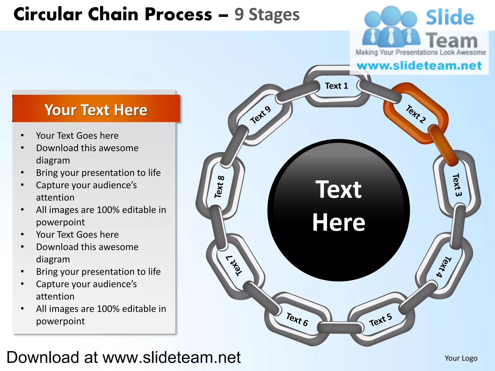 Circular links of chains pieces weakest link process 9 stages ...