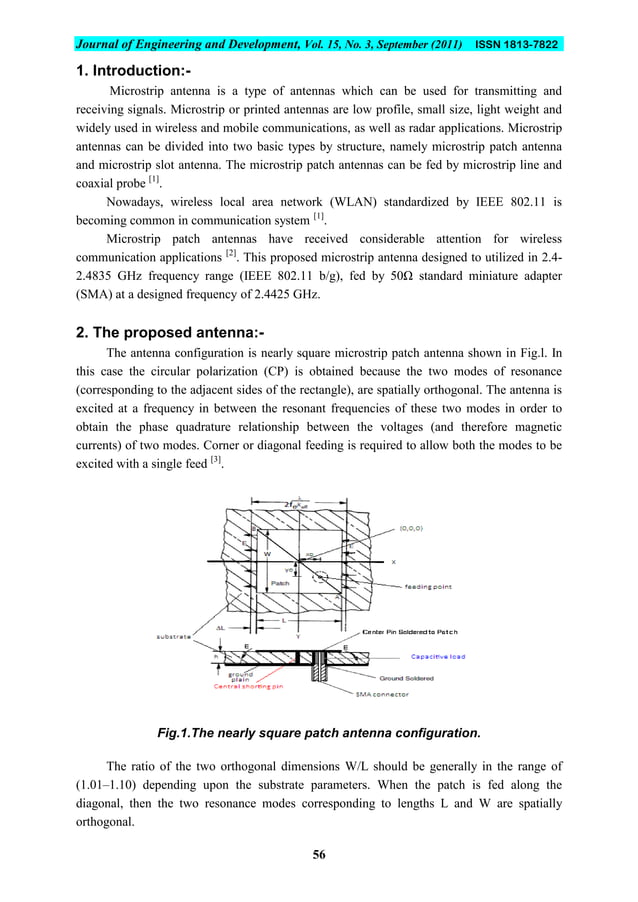 Circularly polarized microstrip antenna with reactive load design for wireless local area ...