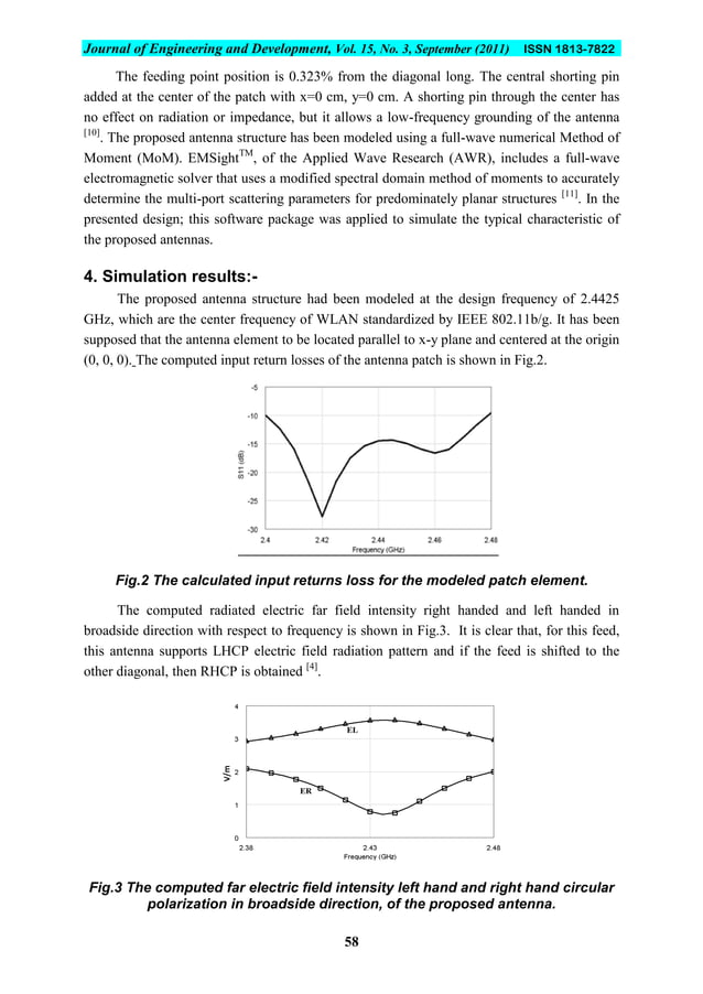 Circularly polarized microstrip antenna with reactive load design for wireless local area ...