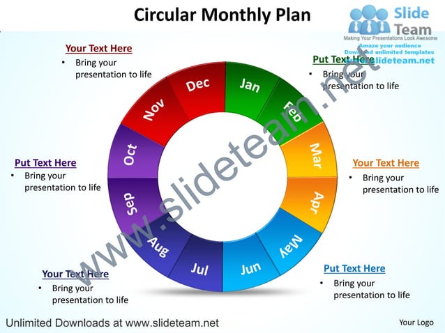 Circular monthly plan powerpoint diagrame templates 0712 | PDF