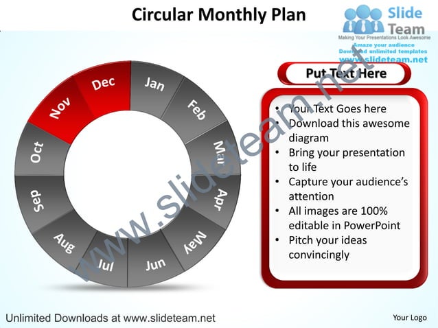 Circular monthly plan powerpoint diagrame templates 0712 | PDF