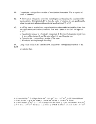 Circular motion ws1 | PDF