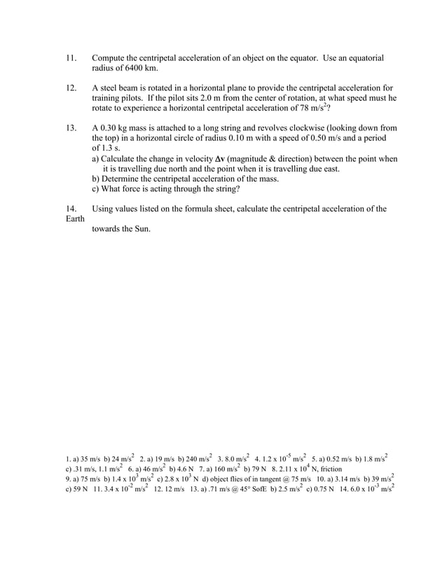 Circular motion ws1 | PDF
