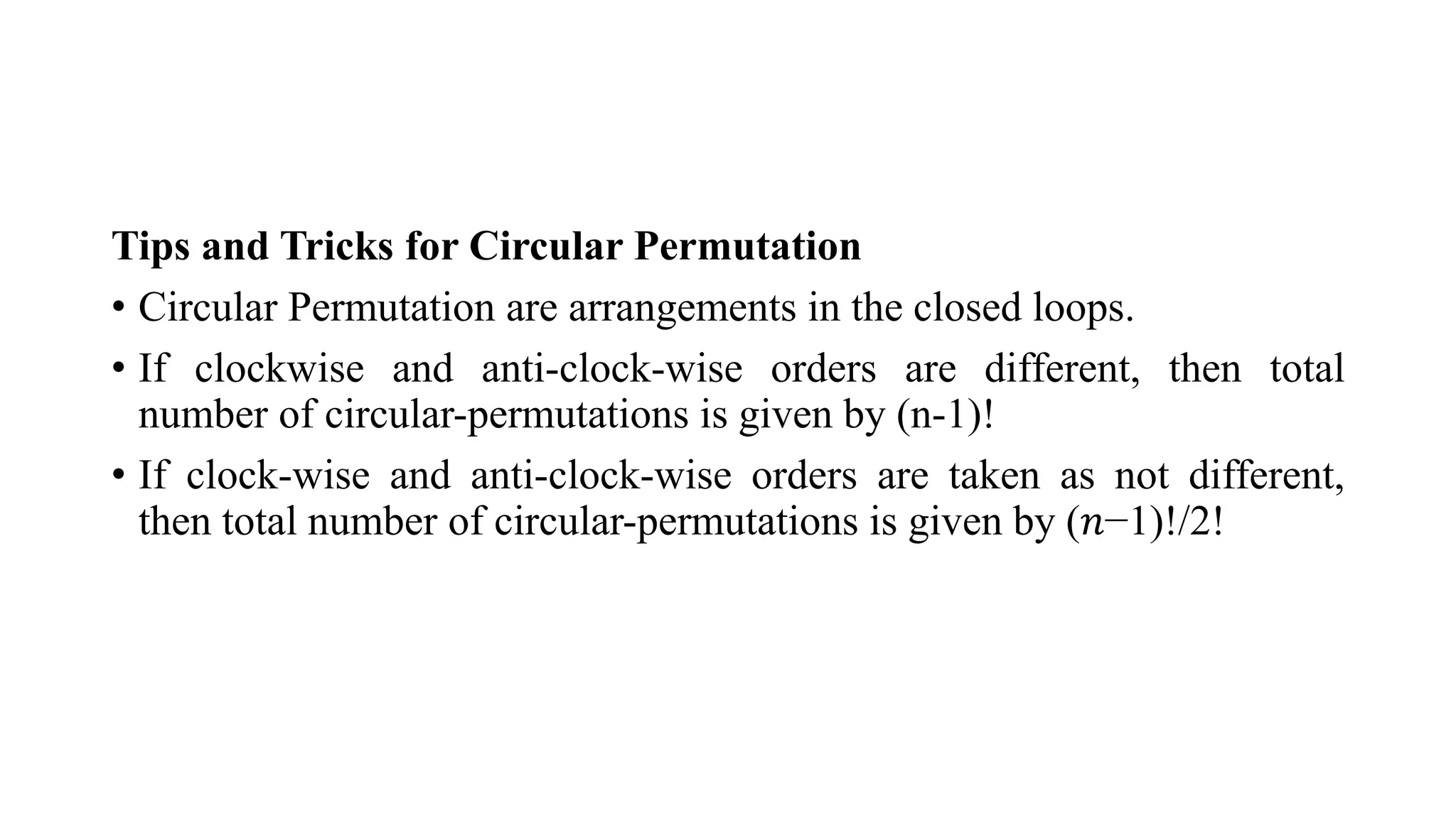 CIRCULAR PERMUTATION QUESTIONS AND LOGIC | PPTX
