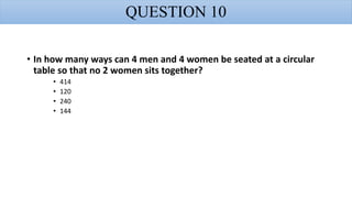 CIRCULAR PERMUTATION QUESTIONS AND LOGIC | PPTX