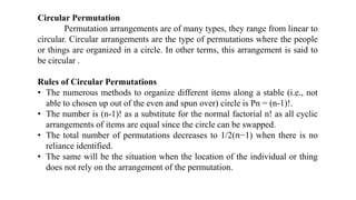 CIRCULAR PERMUTATION QUESTIONS AND LOGIC | PPTX