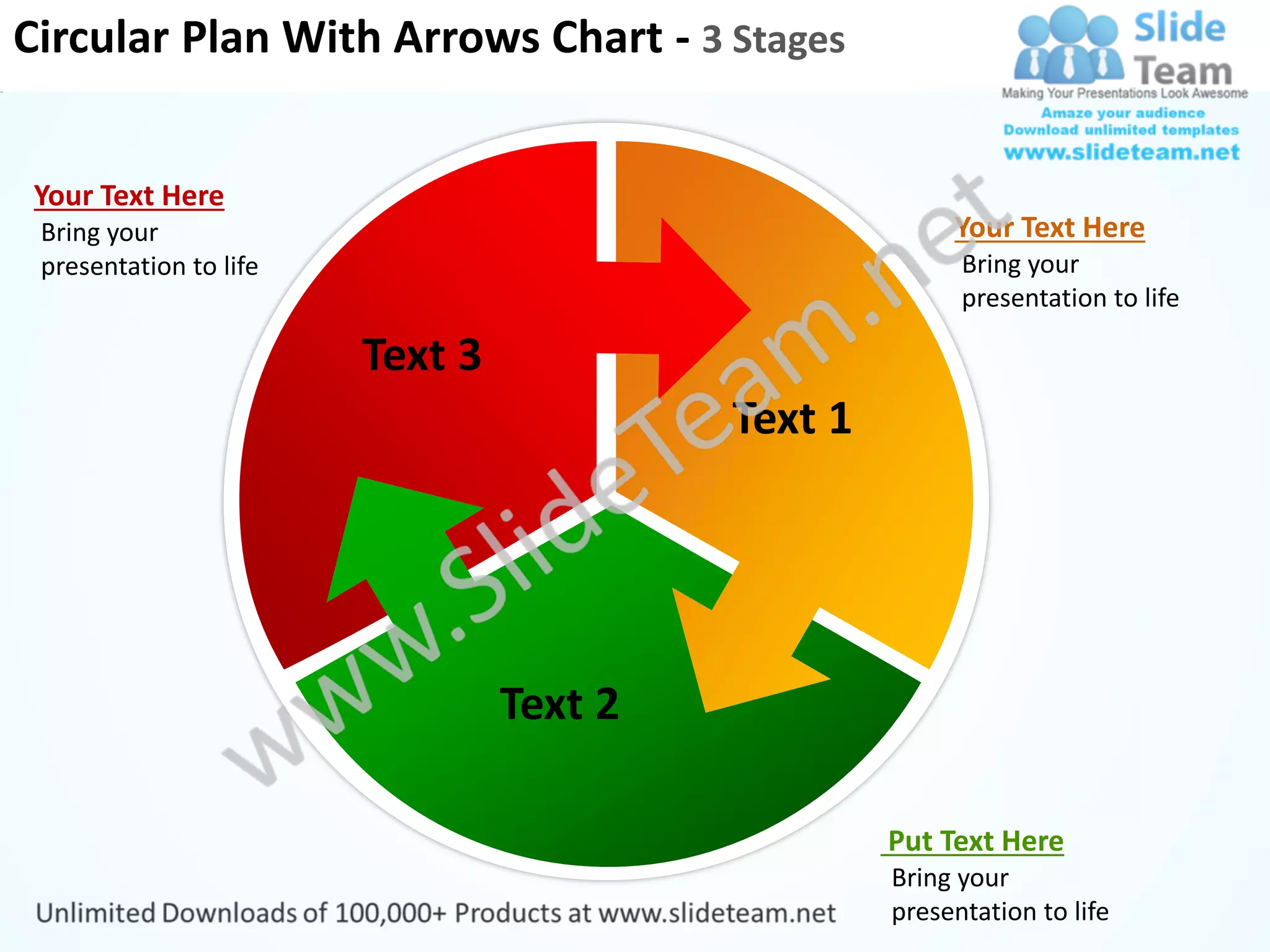 Circular plan with arrows chart 3 stages powerpoint templates 0712 | PPT