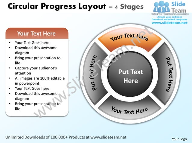 Circular progress layout 4 stages powerpoint templates 0712 | PPT