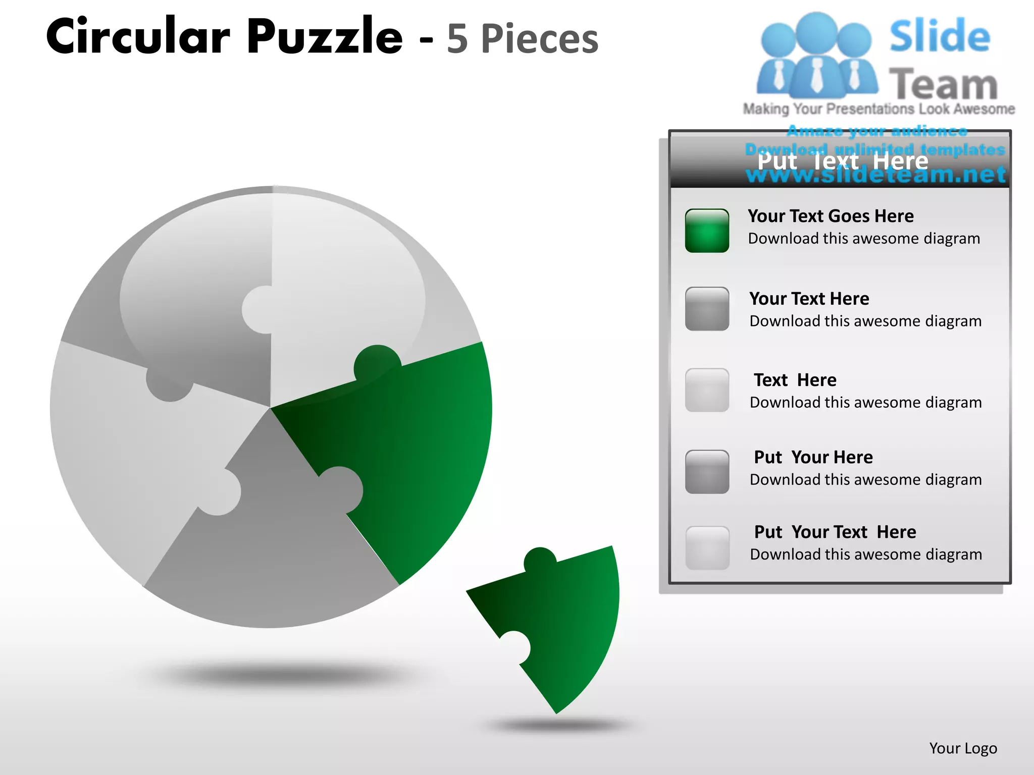 Circular puzzle 5 pieces powerpoint presentation slides ppt templates | PDF