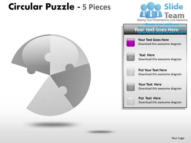 Circular puzzle 5 pieces powerpoint presentation slides ppt templates | PDF