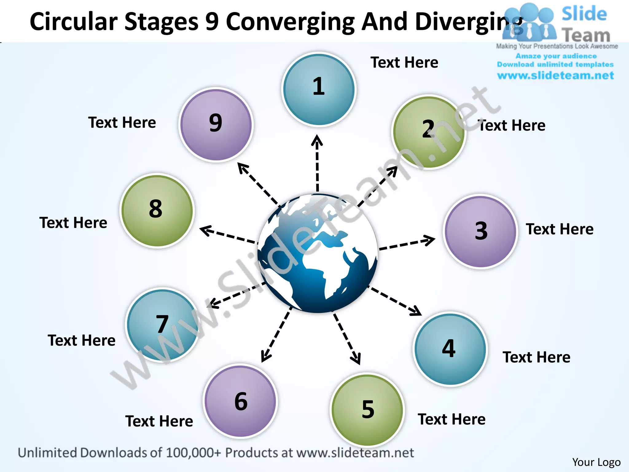 Circular stages 9 converging and diverging cycle process power point ...