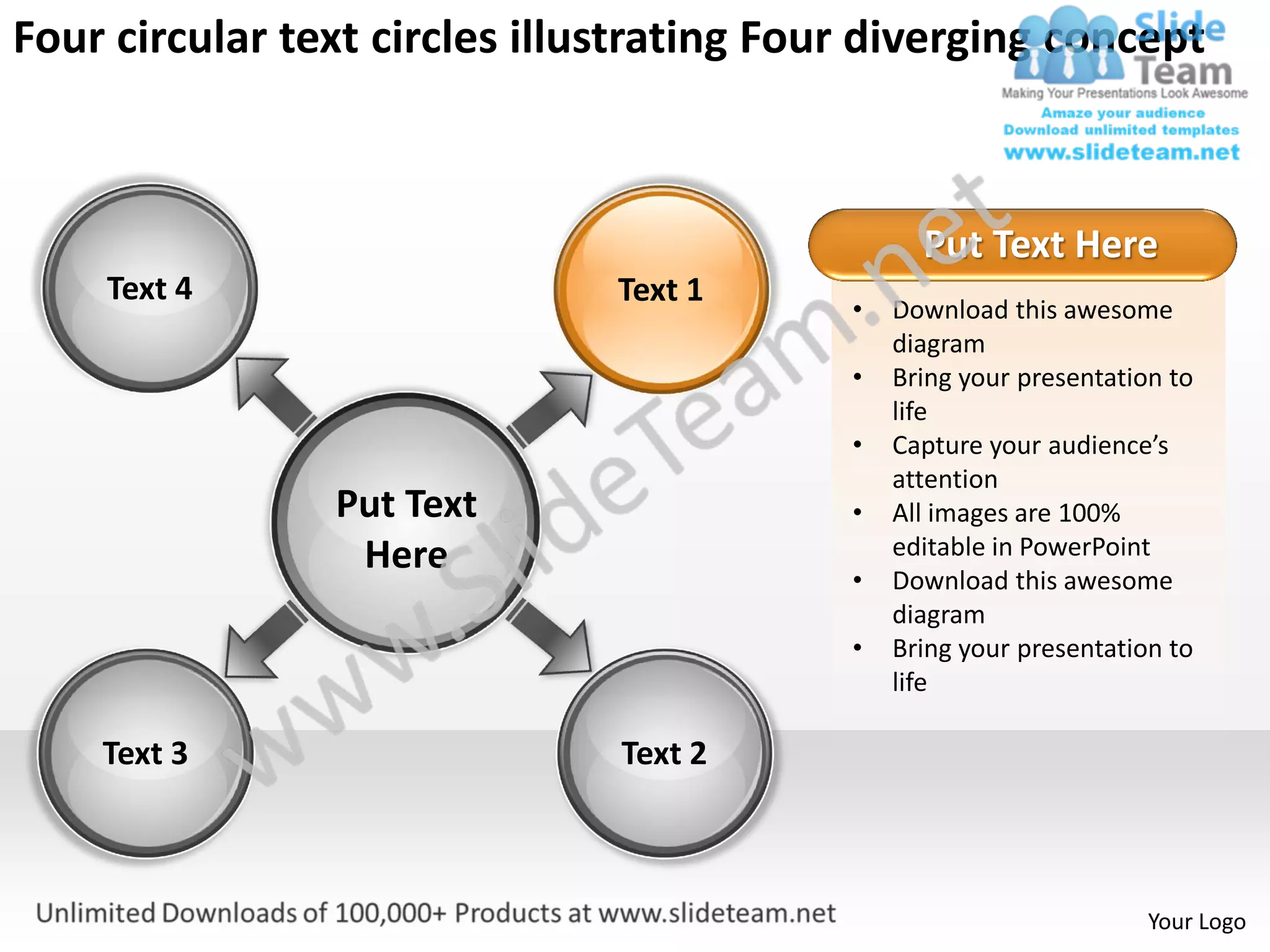 Circular text circles illustrating diverging concept cycle flow chart ...