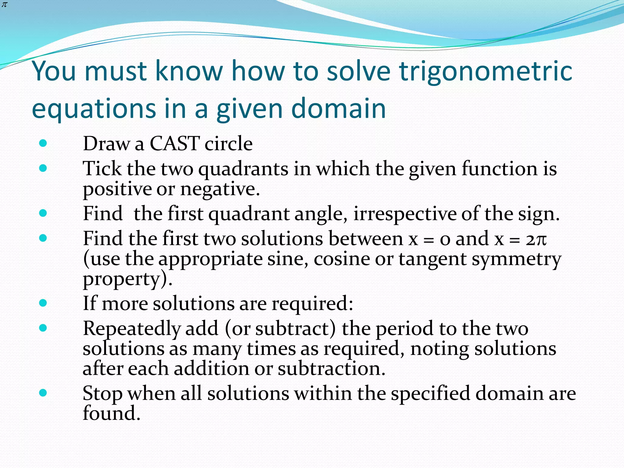 Circular (trigonometric) applications | PPTX