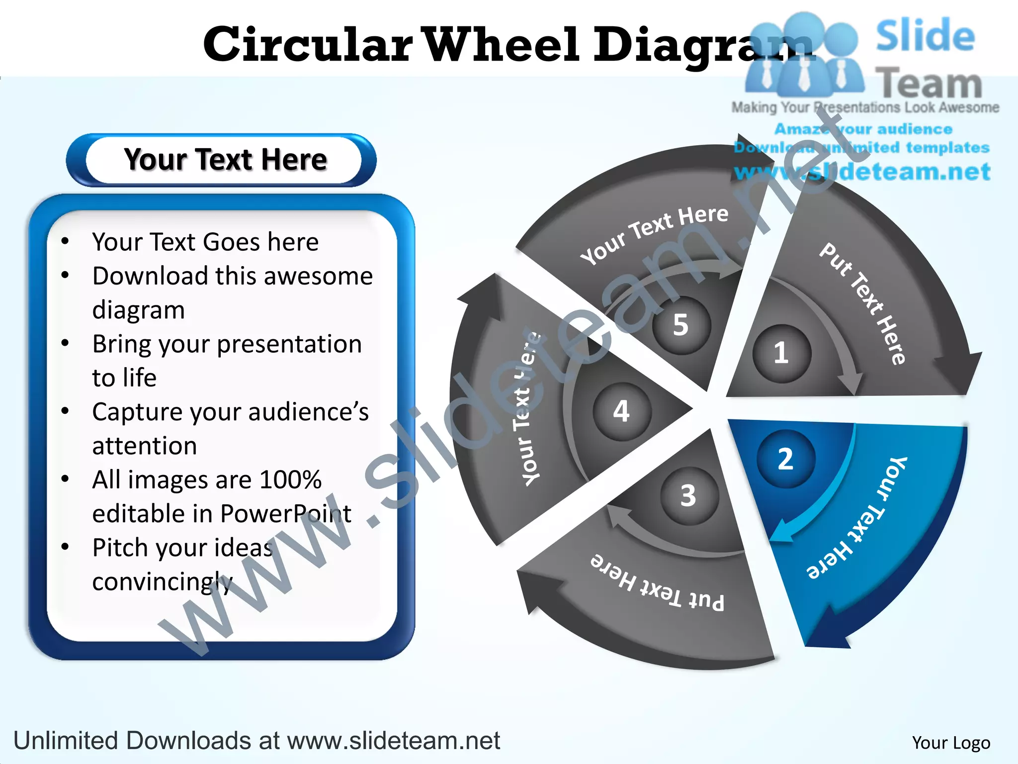 Circular wheel diagram ppt slides presentation diagrams templates | PPT
