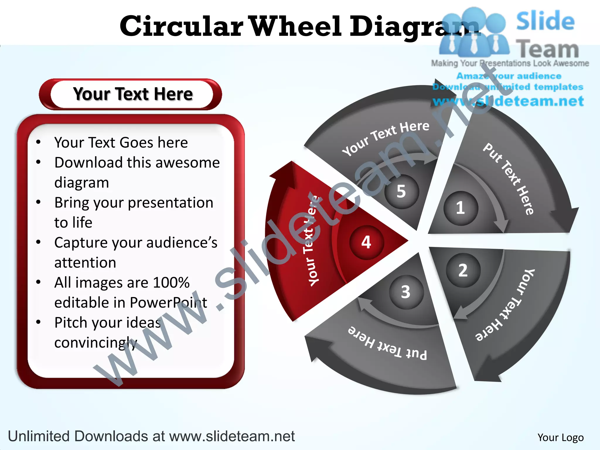 Circular wheel diagram ppt slides presentation diagrams templates | PDF