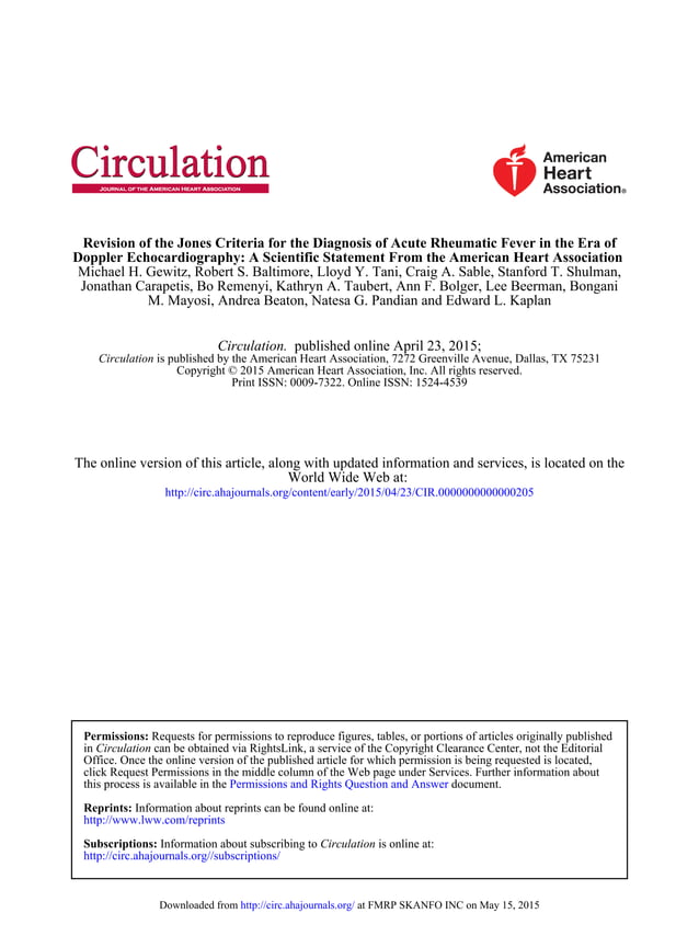 Circulation 2015-criterios de jones review | PDF
