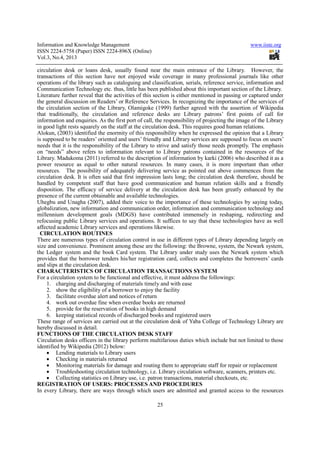 Circulation activities in tertiary institutions in nigeria | PDF