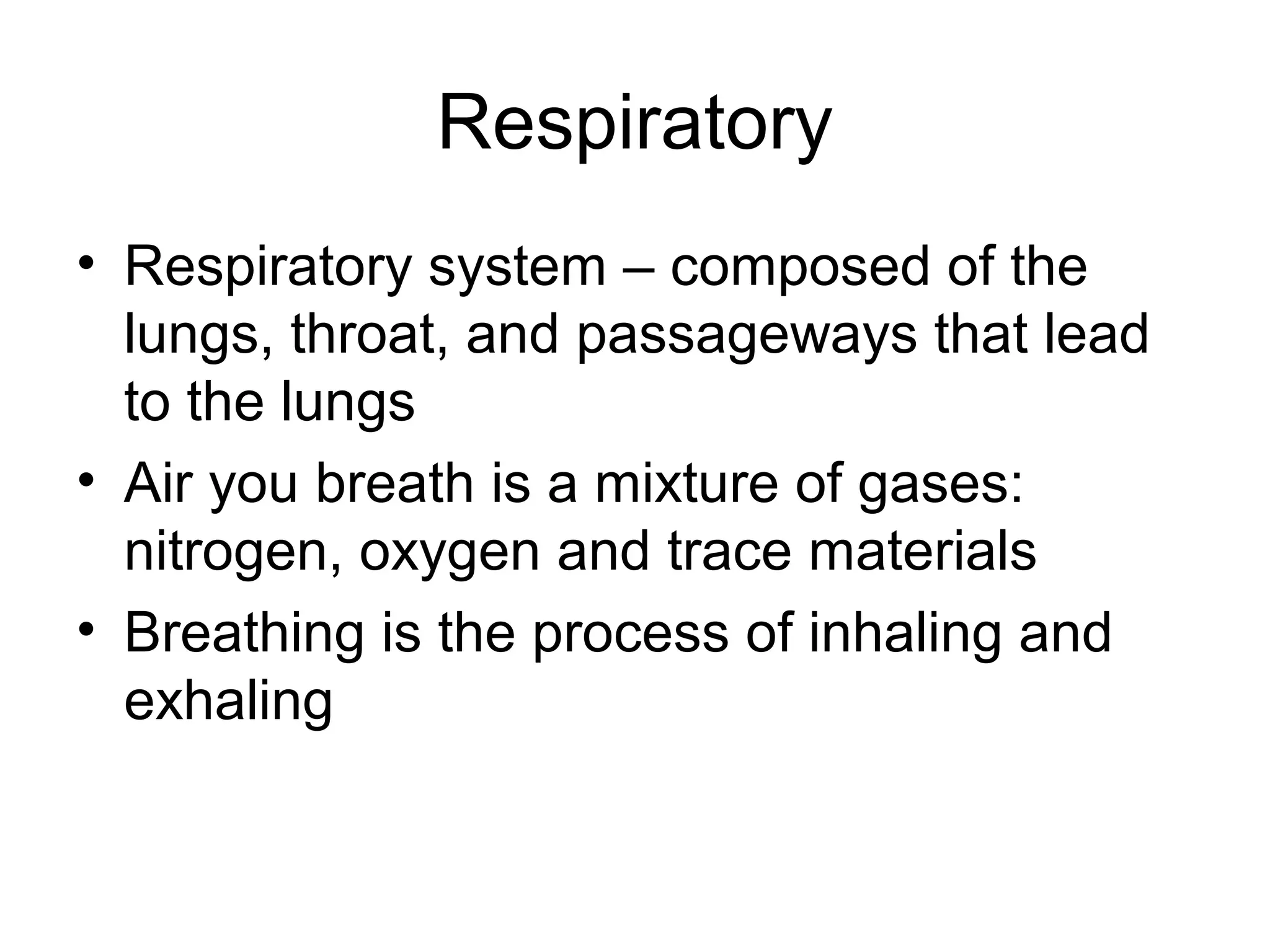 Circulatory and lymphatic, respiratory | PPT