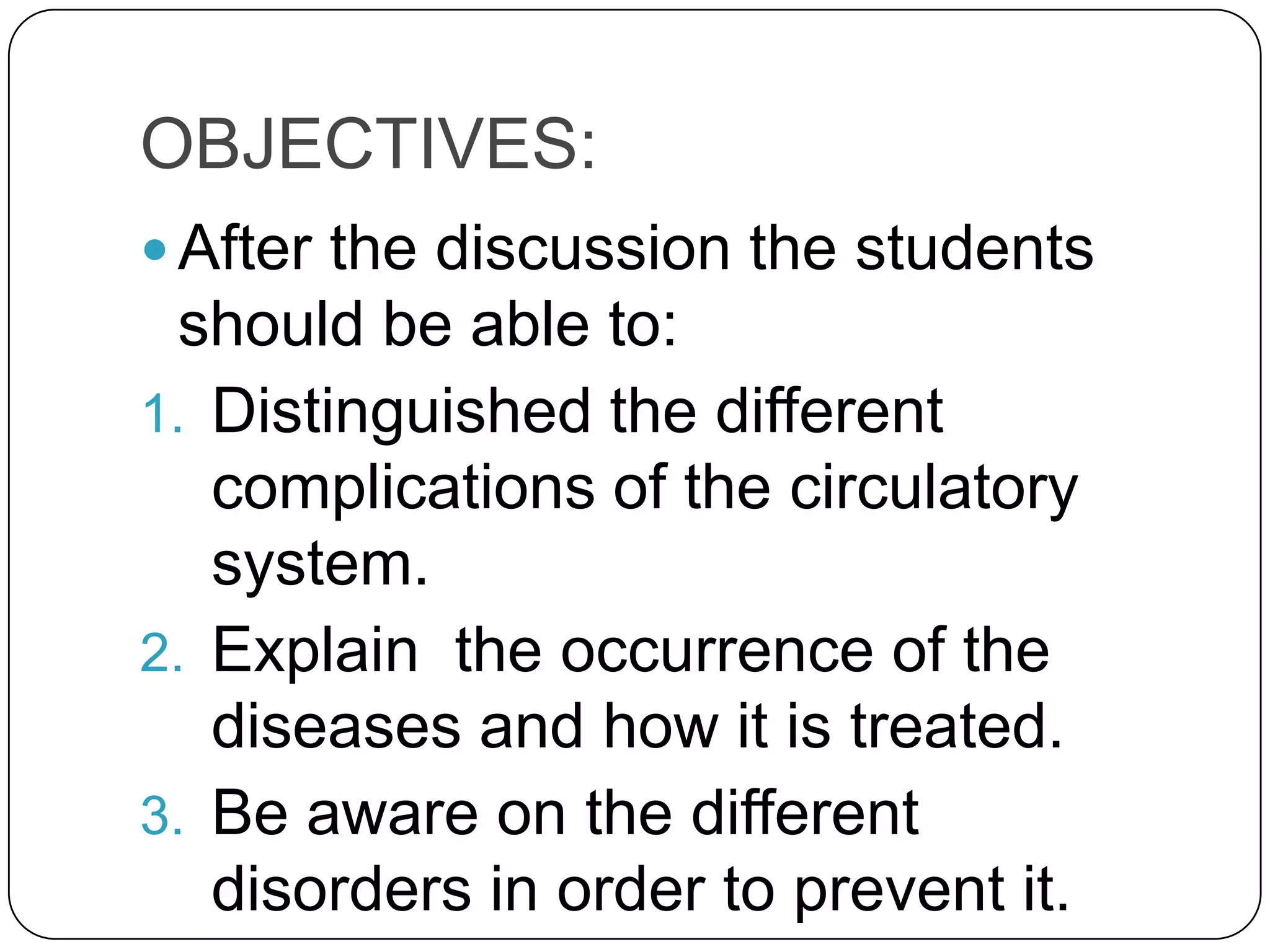 Circulatory diseases and disorders | PPTX